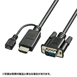 パソコンのHDMI出力をVGAに信号変換するアダプタケーブル、HDMI Aオス-VGAオス