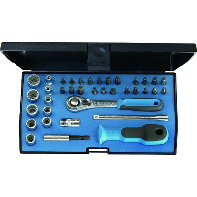 GEDORE ビット・ソケットレンチ37点セット 差込角6.35mm 1822373メーカー：GEDORE社【特長】●ソケットは独自のユニットドライブ構造でナットやボルトと接する表面積が大きく、均等かつ安定的に力がかかり、スムーズに回すこと...