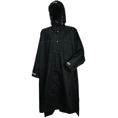 カジメイク ハイポンチョ ブラック F 3340-91-Fメーカー：(株)カジメイク【特長】●突然の雨でも素早く簡単に着れるプルオーバータイプのポンチョです。●フード前面と背中に反射テープが付いています。●自転車乗車時に便利な手甲カバー付で...