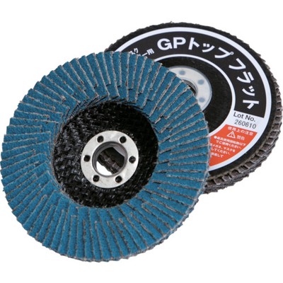 TRUSCO GPトップフラット ジルコニア #40 Φ100 10枚入 GPF100-Z40メーカー：トラスコ中山(株)【特長】●長い研磨布と短い研磨布を交互に配列し、ワークに対し平行に研磨しやすい形状になっています。●ステンレスやアルミ...
