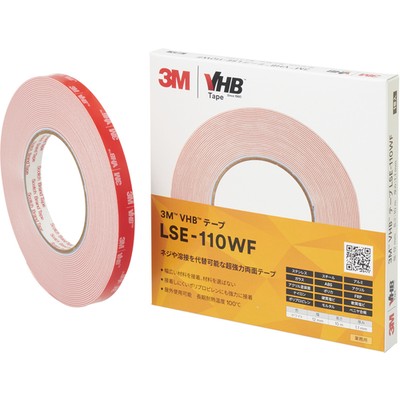 3M VHBテープ LSE110WF 12mmX10m 多用途・難接着プラスチック用 LSE110WF 12X10 BOXメーカー：スリーエム ジャパン(株)テープ・接着剤製品事業部【特長】●広い材料に接着し、PPを始めとする難接着材もプラ...