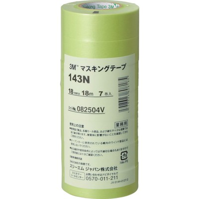 3M マスキングテープ 143N 18mmX18m 7巻入り 143N 18メーカー：スリーエム ジャパン(株)オート・アフターマーケット製品事業部【特長】●巻き出しが軽く、アールへの追従に優れています。●はがす時、のり残りしにくく、切れに...