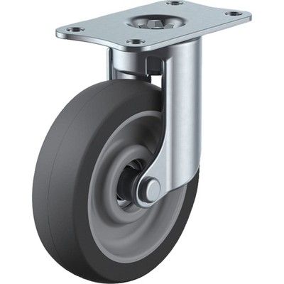 ユーエイ プレート式 自在 キャスター エラストマー 車輪径75mm SILENTタイプ EF型 取付寸法56×28 EF-75ELSBメーカー：(株)ユーエイ キャスター事業部【特長】●金具・車輪部分にラジアルボールベアリングを使用した、...