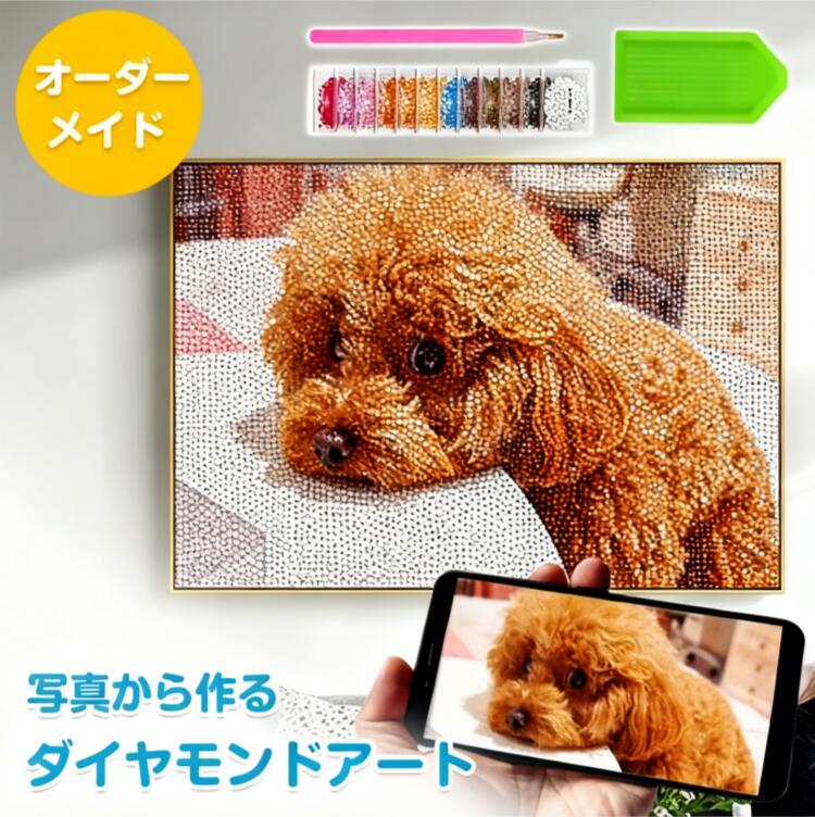 商品情報 商品内容：キャンバス*1、ダイヤモンドペン*2、ビーズ若干、トレイ*1、ペン用グルー(粘着剤)*1 ※フレームは付属しておりません 生産国：中国（日本人スタッフによる安心の検品体制） 世界に一つだけのオリジナルダイヤモンドアート ...