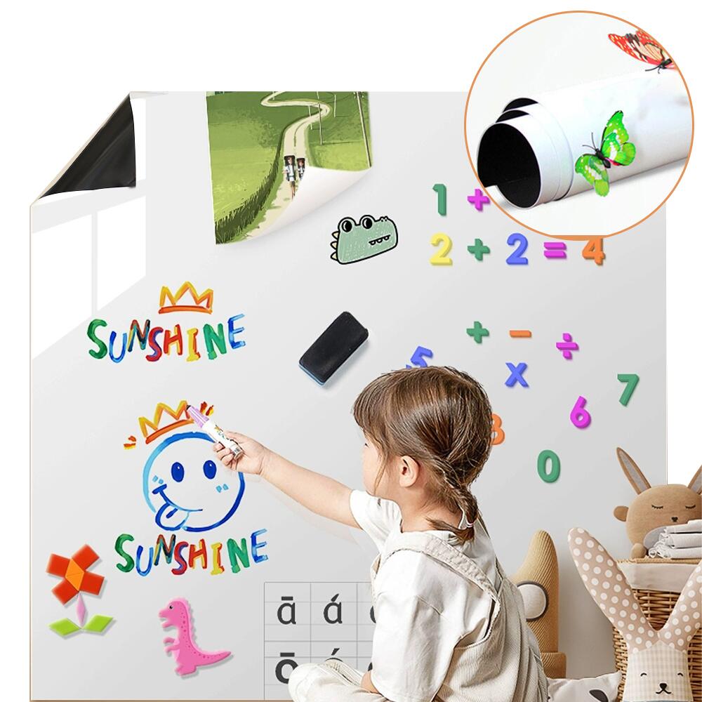 マグネットペン立て付きホワイトボードシート 商品仕様 サイズ60cm×120cm 色ホワイト 商品セットマグネットペン立て1本、スラブ1枚、磁性シート1枚、ホワイトボードペン1本、大量の両面テープ付属 主な特長 お好きな場所に貼るだけ。部屋...