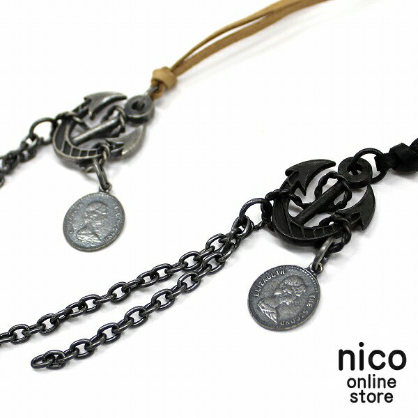 ギフト対応 人気のイカリのキャスト★ イカリにコインとチェーンをぶら下げて ゆらゆら揺れて存在感がUP★☆ ユニセックスなので男女共にお使い頂けます☆ カップルにおススメ♪♪ ●Size: レザー紐全長85cm ●Material : ネッ...