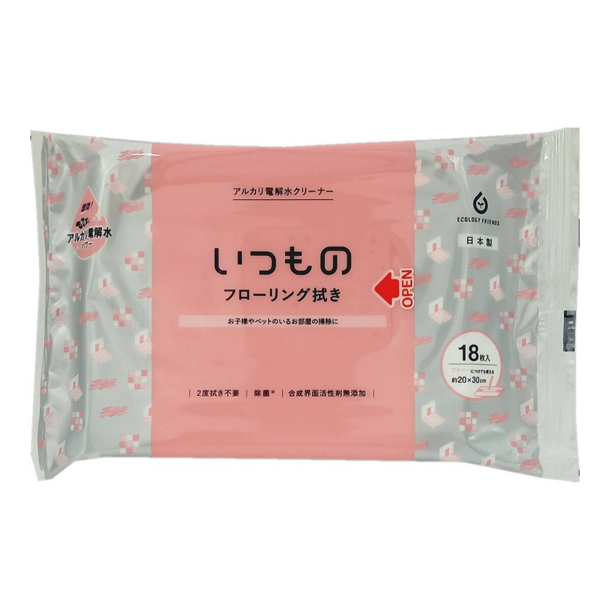 電解水と発酵エタノール配合で衛生的 べたつきがなくすっきりとした拭きあがり 市販のフローリングワイパーに取り付け可能 シートは両面使用できる 日本製の掃除用シート 【ご注意】原材料名およびアレルゲン（アレルギー物質）につきましては、必ずお手...