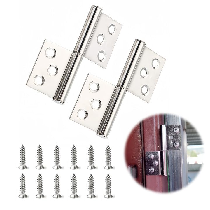 パッケージ内容数量： 旗蝶番*2+ネジ*12；開いた幅:92mm*70mm*2mm、葉の厚さ: 2mm。ヒンジは厚く、非常に硬いため、使用中に簡単に曲がったり壊れたりすることはないです。・高品質なステンレス素材リフトオフヒンジは高品質の30...