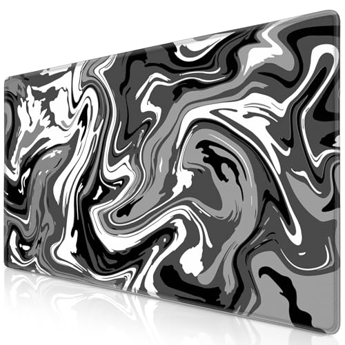 ブラック-グレー/Fluid Pattern/XXL-900x400mm）/-・Color:ブラック-グレー/Fluid PatternSize:XXL-900x400mm）・マウスパッド 大型サイズ:90x40cm/35.4×15.7in...