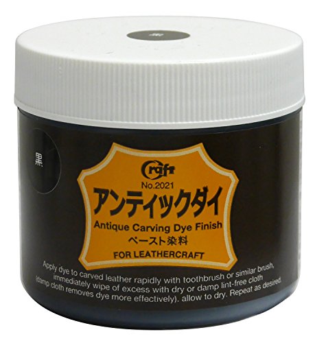 ブラック/-/2021-11・パッケージ個数:1・用途:皮革の染色・内容量:100ml・成分:カルナバワックス、アクリル樹脂含金染料・注意事項:レザークラフト以外の用途、既製品には使用しない。カービング・スタンピングした凹部分を彩色し、陰影...