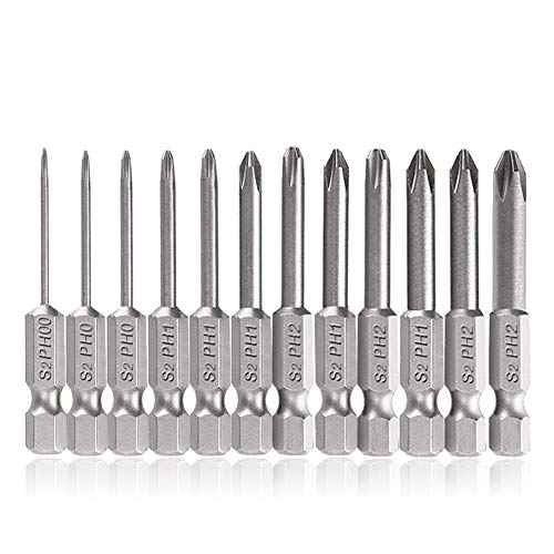 クロスヘッド-/12本 50mm/-・Size:12本 50mm・パッケージ個数:12・サイズトルクス50mmドライバービット12個セット。全長：50mm 。軸径: 6.35mm六角軸 1/4インチ・磁気強い磁気、を吸うことができネジとき簡...