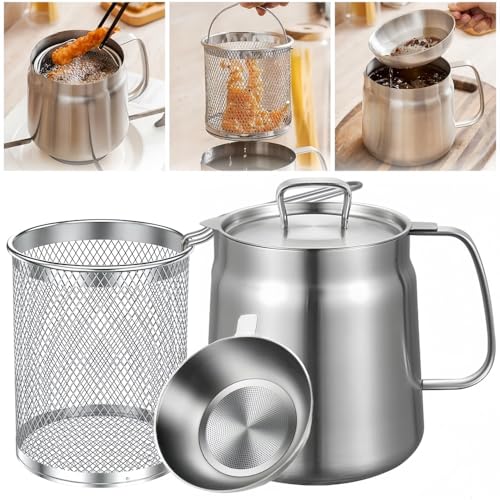 フィルター+フライバスケット付き/3.5L/Korekaou・Color:フィルター+フライバスケット付きSize:3.5L・??効率的な油ろ過、よりクリーンな調理細かいメッシュのストレーナーは、食品の粒子を効果的に除去し、調理油を清潔に保...