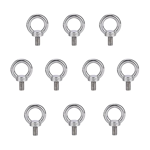 シルバー/M6/-・1.セット内容：10個入り・2.サイズ：M6ネジ長さ12mm、リング内径15mm・3.ステンレス製：ネジフックは、サビに強く耐久性もあるステンレス製のため、耐熱性、耐腐食性、高硬度性に優れ、丈夫でさびにくいです。・4. ...