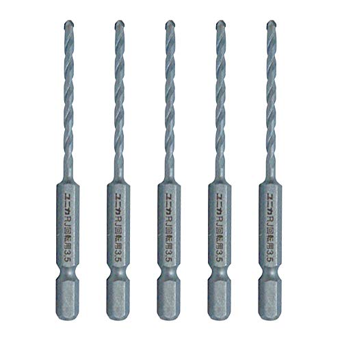 ビットドリルRJタイプ 5本セット-/刃径:3.5mm/DP5-RJ35・パッケージ個数:1・用途:ブロック・モルタル・レンガ・石膏ボード・陶器タイル等・刃先径:3.5mm・有効長:45mm・全長:90mm・対辺:6.35mm商品紹介 シャ...