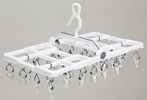 38ピンチW/GY/610×340×350mm/OP-3・パッケージ個数:1・カラーホワイト/グレー・サイズ約幅61×奥行34×高さ35cm使用時・重量（約）750g・材質ポリプロピレン、ポリエチレン、硬鋼線・室内干しもできるフック付きひっ...