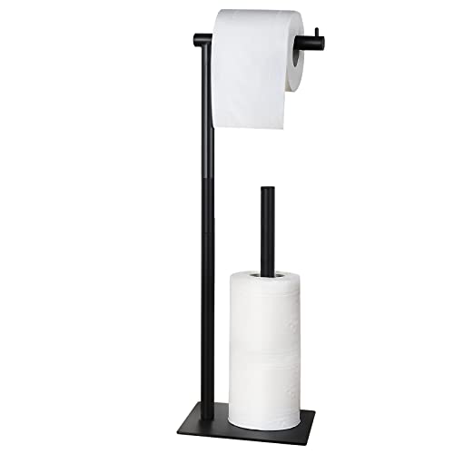 産業用黒い/-/DE-LT-BFE025-02・Color:黒い・大収納このトイレットペーパーディスペンサースタンドと同時に、浴室の装飾を上げて保管＆機能性をお楽しみください。最大3本を下に保存し、完全な滑らかな圧延アクセシビリティと利便性...
