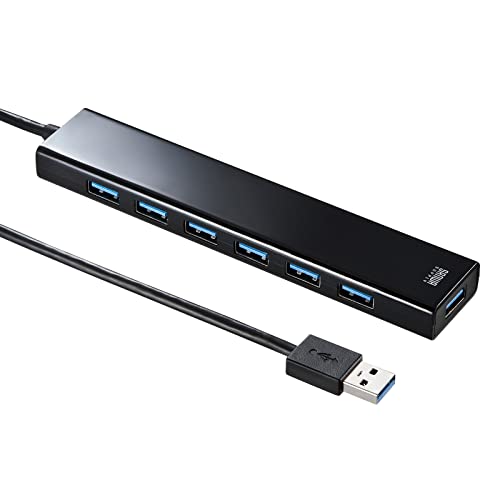 7ポートブラック/-/USB-3H703BKN・Style:7ポート・パッケージ個数:1・USB3.2Gen1USB3.1/3.0対応 7ポートのUSBハブです。・安定した動作ができるACアダプタ付です。・最大2.1A出力対応した充電ポート...