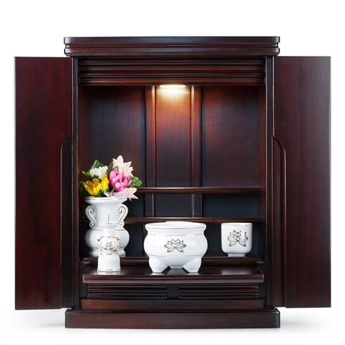 18号紫檀色/32cm*40cm*54cm/FT-18・パッケージ個数:1・女性でも簡単に運べます小型仏壇サイズ：幅40cm、奥32cm、高さ54cm、重さ6.25KG・led照明押圧式LED照明ランプを備えており、手動で取り付けて取り外す...