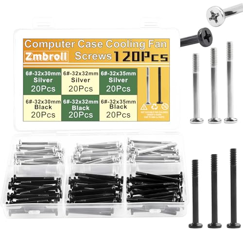 -/#6-32 x 30mm #6-32 x 32mm #6-32 x 35mm 平頭/long screws120pcs・PCケースに最適:電源、マザーボード、ハードドライブ、ファン、フロッピー/CD-ROM/DVD-ROMドライブ用の水...