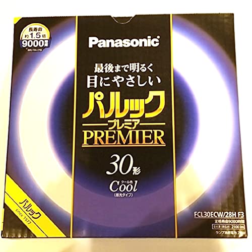 クール色/30形/FCL30ECW/28HF3・パッケージ個数:1・長寿命で明るいパルック蛍光灯　30W相当・クール色　ランプ電力28W　全光束2100lm・色温度7200K　定格寿命9000時間　口金G10qパルックプレミアム蛍光灯の丸型...