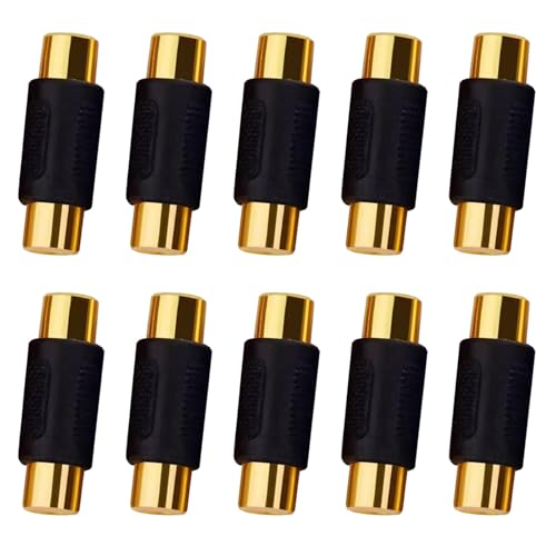 パッケージ内容RCAコネクタ 10個セット，ハウジング材質：ABS，カラー：ブラック。・機能RCAメス-RCAメス中継アダプターを使用すると、オスケーブルを簡単に接続したり、短いケーブルを延長したりできます。これにより、設置場所や接続の柔軟...