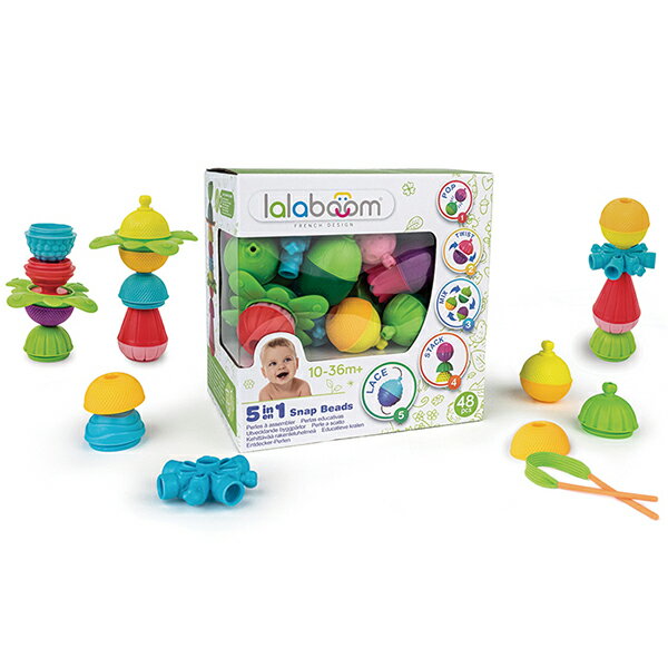 幼児期では簡単なパーツを、積木のように重ねたり。手指が器用になってくると、パチッとはめてつないで遊んで。ひねってつないで。■サイズ：各ビーズ約直径5cm■内容：48ピース■対象年齢：0歳～■メーカー：ドリームブロッサム■メーカー国：日本■生...
