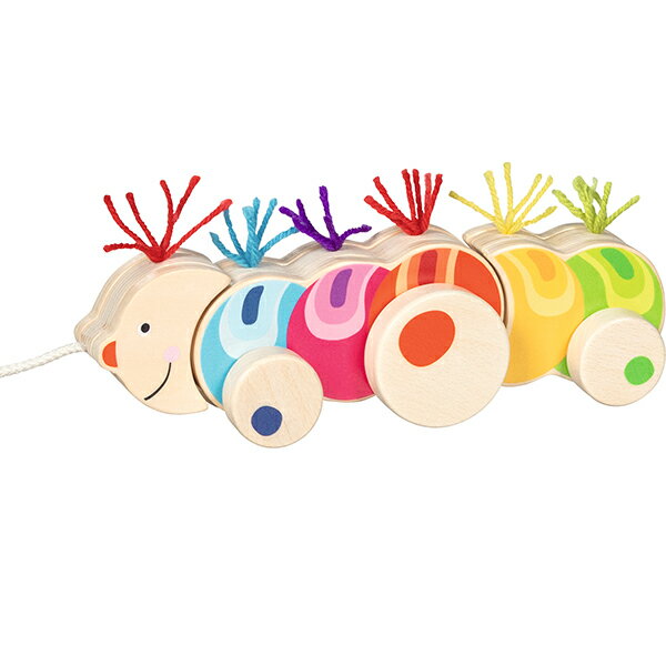 倒れにくく、愉快なあおむし特有の動きでついてきます。■サイズ：25×7.5cm■対象年齢：1歳〜■メーカー：ゴルネスト＆キーゼル■メーカー国：ドイツ■製造：中国■素材：木製　プルトイ プルトーイ 引き車 1歳 2歳 木のおもちゃ 木製 子供...