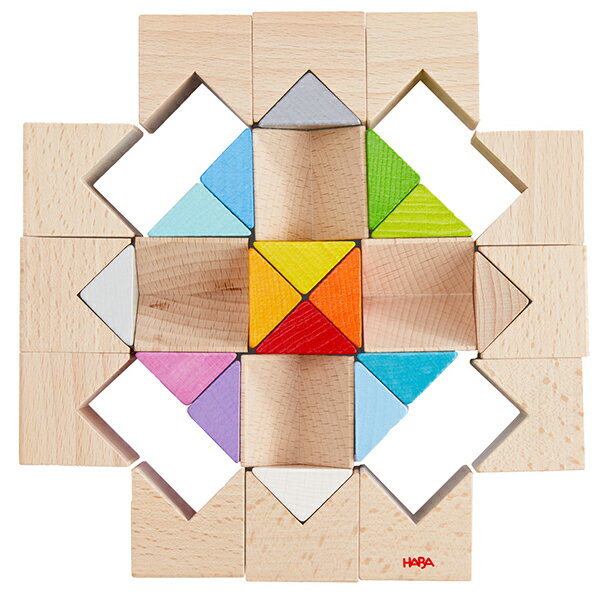 三角に切り取られた積み木で、直線的な美しい構造が生み出されます。■サイズ：4×4cm（1ピースあたり）■内容：32ピース、パターンカード10枚（20パターン）■対象年齢：4歳～■メーカー：HABA（ハバ社）■メーカー国：ドイツ■生産国：中国...