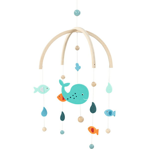 ゆらゆら揺れるクジラのモビールです。■サイズ：長さ30×幅25m■メーカー：ゴルネスト＆キーゼル■メーカー国：ドイツ■製造：中国■素材：木製ベッドメリー モビール 0歳 1歳 ドイツ 子供 赤ちゃん 誕生日プレゼント 誕生日 男の子 男 女...