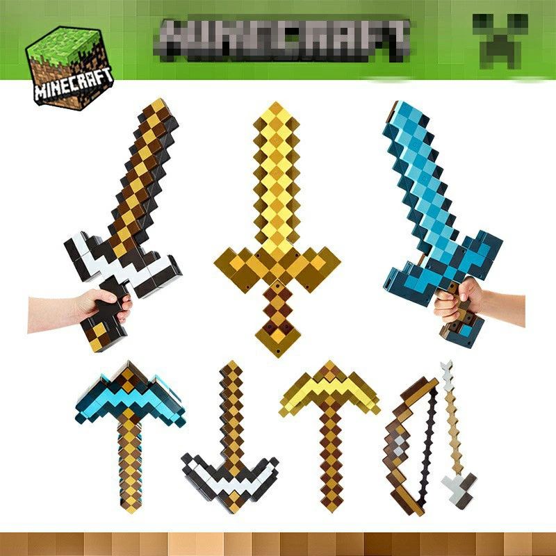 【商品情報】品名：2in1 ゲームソード／マインクラフト風おもちゃ剣タイプ：全26種（カラー形状変形タイプ）対象年齢：6歳以上（男女兼用）素材：ABS樹脂＋電子パーツ（光音内蔵タイプ）サイズ：約65cm（展開時）カラー：青／赤／緑／黄／紫／...