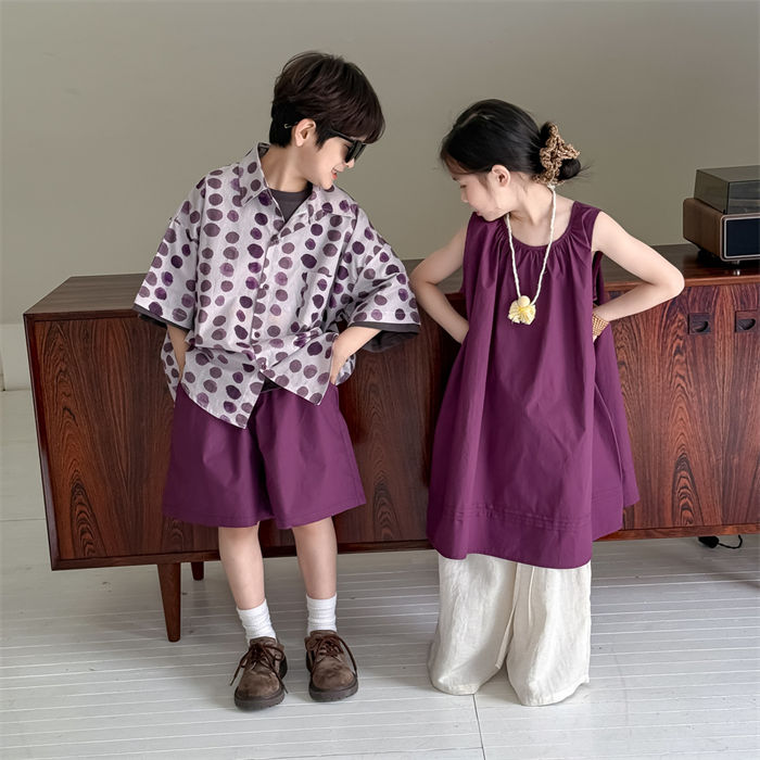 子供服 セットアップ 上下セット 姉弟お揃い 兄妹お揃い ワンピース ベビー服 半袖 シャツ ショートパンツ ドット 男の子 女の子 キッズ 春 夏 秋 夏服 春服 秋服 姉妹 兄妹 姉弟 兄弟 お揃い コーデ 子供 セパレート 可愛い 旅...