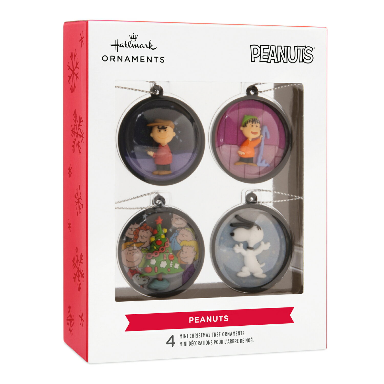 Mini Peanuts® Scenes Shatterproof Hallmark Ornaments, Set of 4 落としても割れないので、お子さまも安心して楽しめる、クリスマスのエピソードの中から名シーンをとじこめたオーナメント...