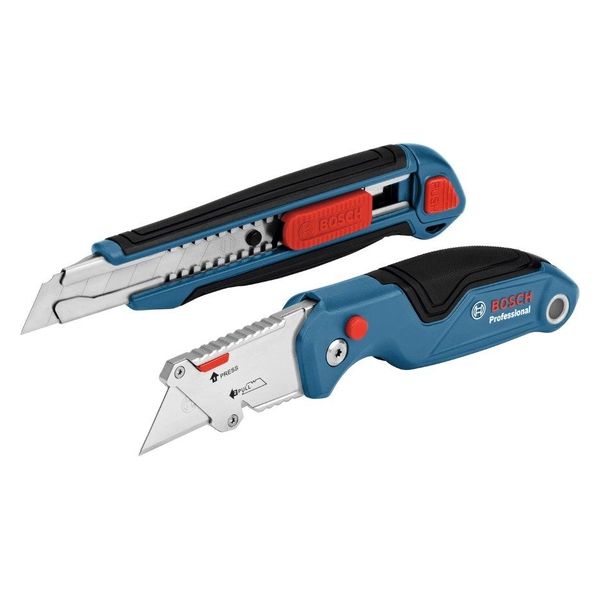 ※返品について 【商品の特徴】　プロ仕様紙、布、革などの切断_1メーカー名：　BOSCHセット内容：　ナイフ 、ナイフ用替刃計×3枚、カッター(本体装着のブレード1枚)ナイフ 幅×高さ(mm)：　22×35ナイフ その他：　ベルトフック付カ...