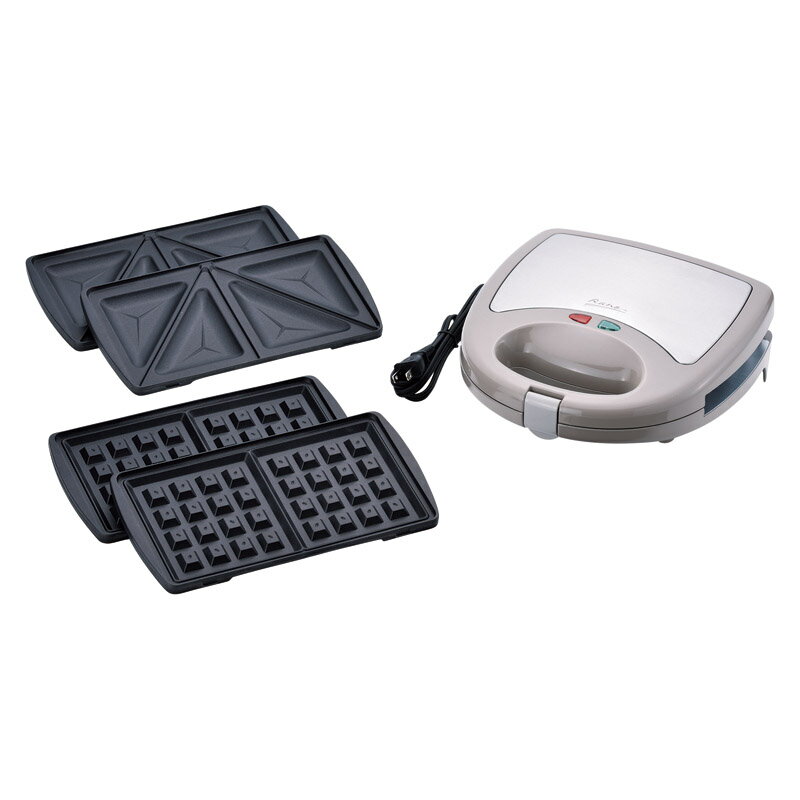 【説明文】キッチンに溶け込む落ち着いたカラーのホットサンドメーカー。ホットサンドとワッフルのプレート付きです。【内容】本体（約245×235×100mm）×1、ワッフルプレート・ホットサンドプレート×各2 ■材質：PF・ステンレス・アルミニ...