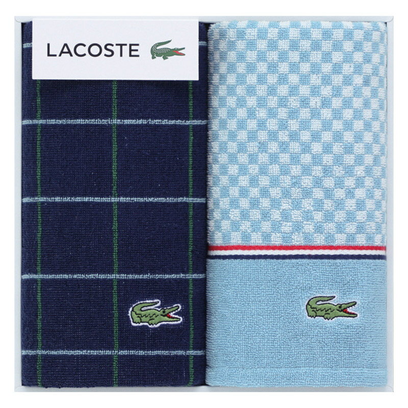 【商品説明】LACOSTEのアパレルデザインであるトラディショナルなチェック柄をギフト用にアレンジ。ベーシックなデザインでありながらもトリコロールカラーのアクセントが効いた、洗練された大人のギフトシリーズです。 【内容】フェイスタオル（約3...