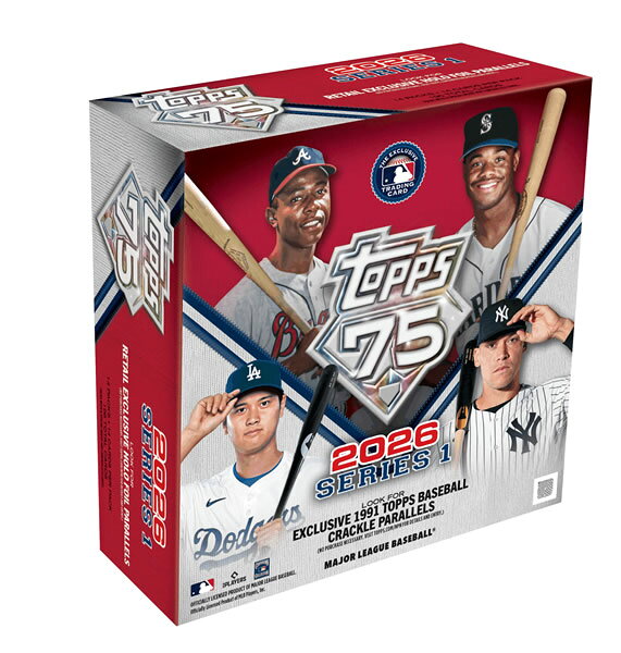 ■1ボックス14パック入。1パック14枚入。■トップス社からMLB公式ベースボールカード「トップス・ベースボール・シーズン第1弾」の2026年メガボックス版が登場!現役選手、レジェンド、注目ルーキーをベース、インサート、オート&amp;レリ...