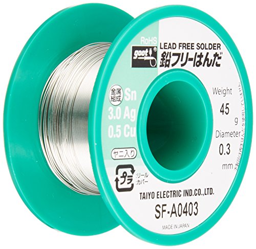 45g 約107m・ φ0.3mm SFA0403・・Size:φ0.3mmStyle:45g 約107m・鉛フリーはんだΦ0.3mm・スズ96.5%/:銀3.0%/銅0.5%・45gリール巻約107m・製品型番:SFA0403・商品の重量...
