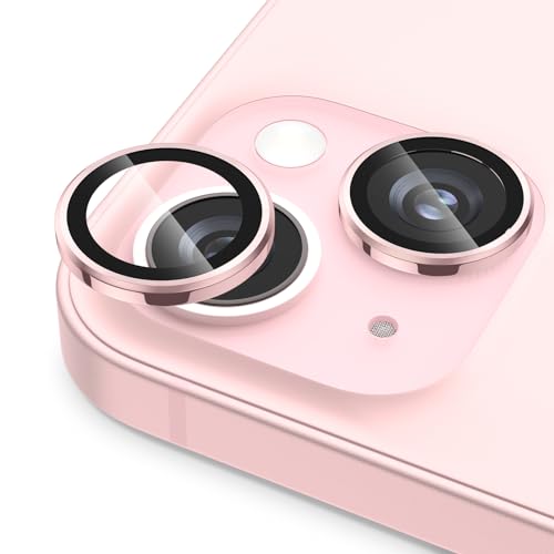 ・ピンク ・・:ピンク・対応機種iPhone 15/ iPhone 15 Plus専用レンズカバー。素材：アルミ合金 +日本旭硝子製・ 9H強化ガラス・傷がつきにくい・03最新版・貼付けをもっと簡単に最新設計の補助パットで、3枚のレンズカバ...