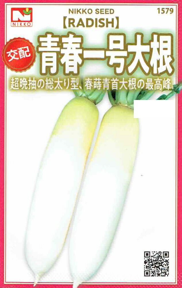 特　性 ●青首の美しい春大根で、みずみずしく、食味も最高です。 ●根は均整のとれた形でよく揃い、肌もなめらかです。 ●生育早く、栽培も容易ですから、家庭でも手軽に作れます。 つくり方 種まきは、3〜5月頃に行います。よく耕した畑に、直接スジ...