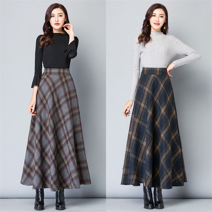 チェックスカート レディース ロング丈 フレアスカート チェック柄 あったかい レディース ロングスカート ロング丈 ボトムス ウール風生地 秋冬 大人 かわいい Aライン おしゃれ 長め ミモレ丈 大きいサイズ 冬 ボトムス きれいめ お...