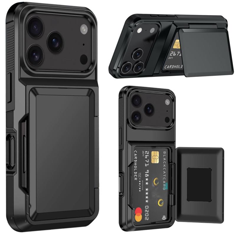 Eitsevn for いphone17pro ケース カード収納 (4枚) 背面 手帳型 アイフォン17pro ケース カード入れ 米軍MIL規格 耐衝撃最強スタンド付き iphone17pro 携帯ケース 落下防止 全面保護 指紋防止 ...