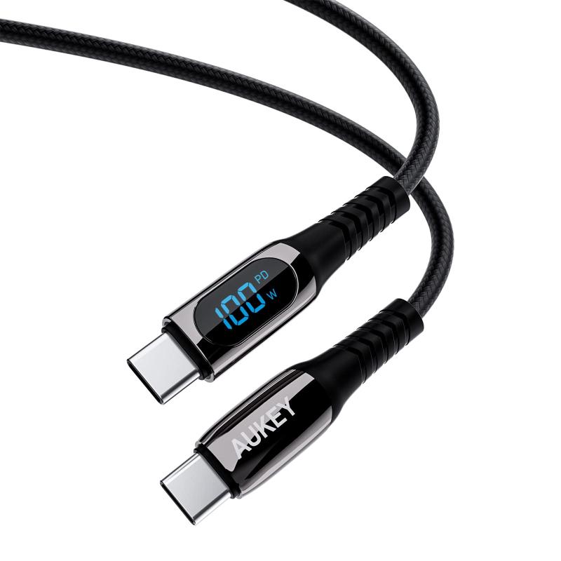 オーキー USB Type-C ケーブル C-C 1m Impulse Series CB-CC13 ブラック PD 急速充電 デジタル表示 100W 5A(20V) スマホ 断線しにくい データ転送 480Mbps 2年【デジタル表示 U...