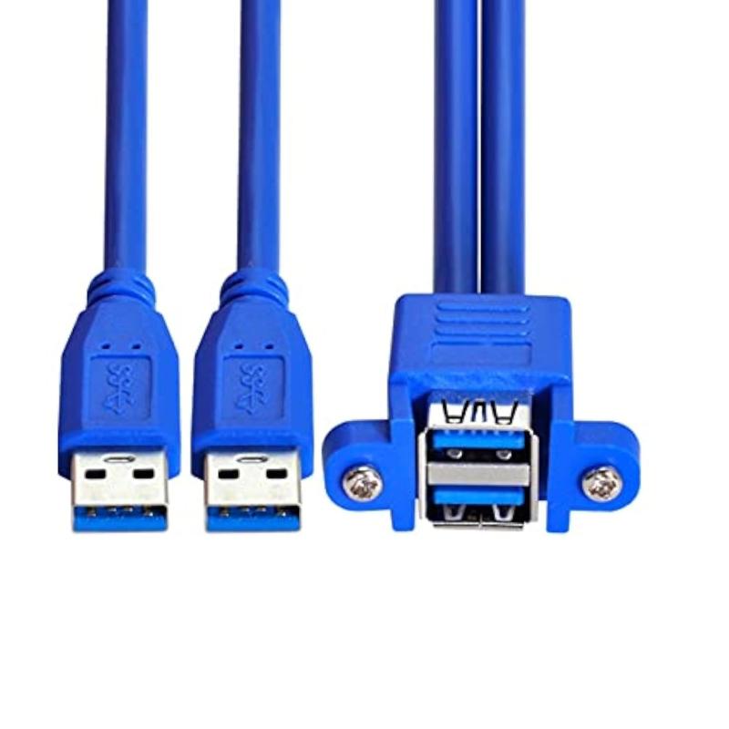 NFHK ネジ付き50cmコンボデュアルUSB 3.0男性積み重ね可能な女性の延長ケーブルNFHK ネジ付き50cmコンボデュアルUSB 3.0男性積み重ね可能な女性の延長ケーブルネジパネル取り付け穴付きの積み重ね可能なメスコネクタUSB ...