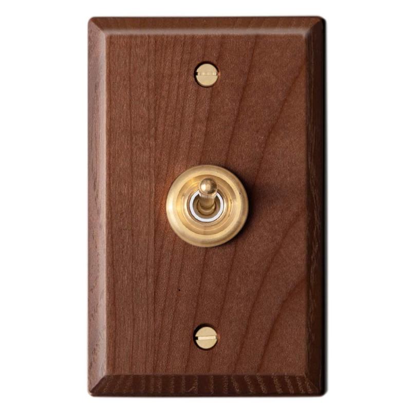 アメリカンスイッチ ウッデンプレート スイッチ Z3K AXCISサイズ：約w75mm×h120mm　壁からスイッチ先端まで約28mm　材質：アッシュ材、真鍮、他　付属品：取付用ビス　生産国：日本［スイッチのタイプ］トグルスイッチ：アンティ...