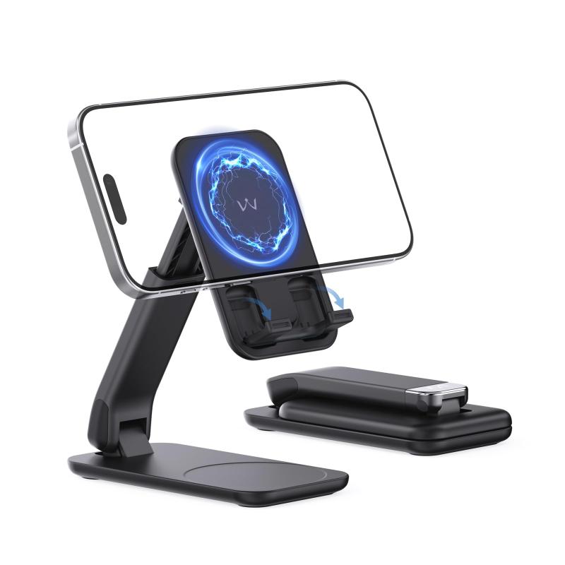 iWALK スマホスタンド MagSafe対応 卓上用 【2025年新登場・マグネット固定・折り畳みフック固定】角度・高さ調節可能 マグネット 携帯スタンド 折り畳み コンパクト おしゃれ タブレット スマiWALK スマホスタンド