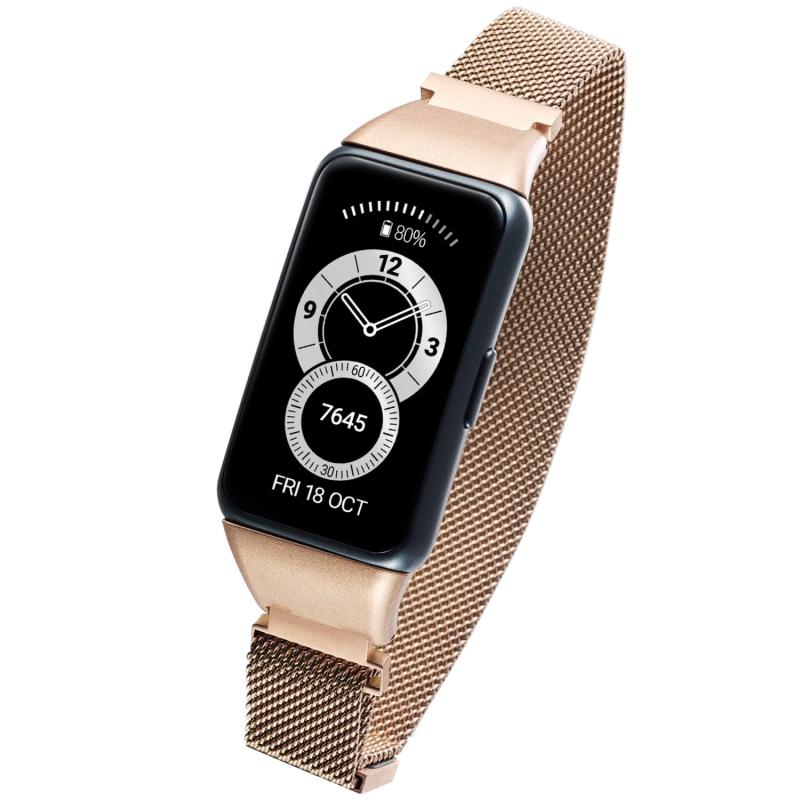 エレコム HUAWEI Band6 交換バンド ステンレス ミラネーゼ ローズゴールド SW-HU221BDSSMRG細かいサイズ調整ができ、編み込み構造により手首へのフィット感が高い、エレガントなデザインのHUAWEI Band 6用ステ...