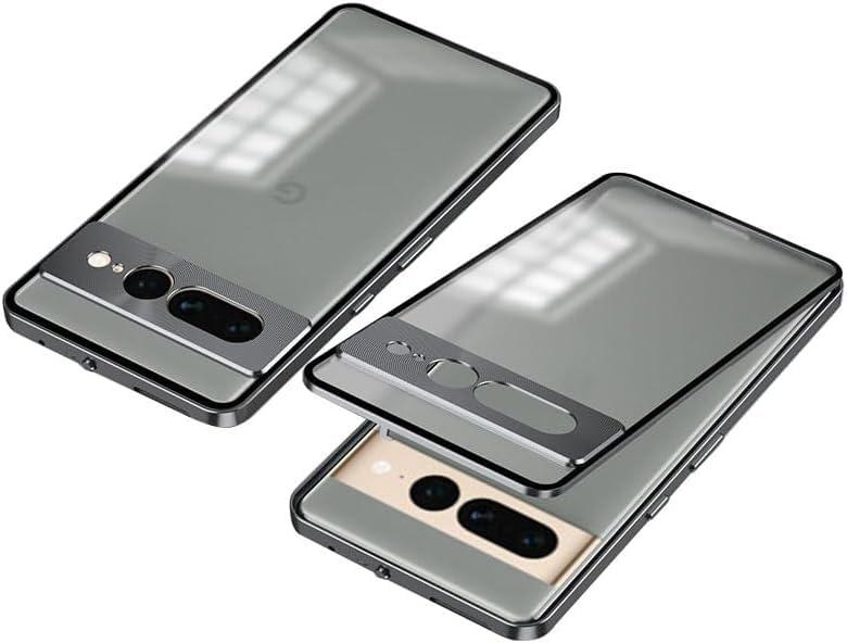 【Fotee】Pixel9 Pro XL 用バンパー ケース アルミバンパー かっこいい クリア 半透明 マット仕様 背面パネル (アクリル) カメラレンズカバー付き (強化ガラス) グーグル ピクセル9 プロ XL スマホ【対応機種】Go...