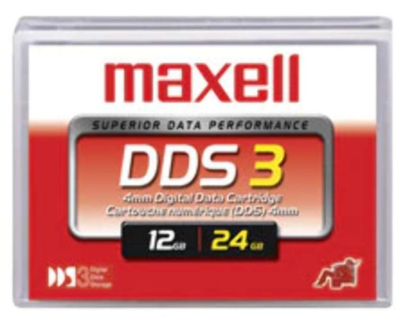Maxell DDS3 12GB 24GB 4 mm デジタルデータカートリッジ4ミリカートリッジ。圧縮率に応じて、12から24 GBの容量。テープ上のセラミック保護コーティング。耐久性があり、重要なファイルを安全にバックアップできます。