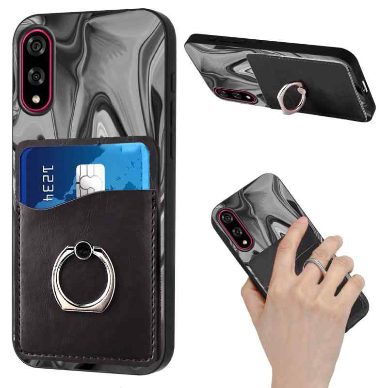 Tuxiwei 対応Kyocera Basio Active3 用の 保護ケース【ベイシオアクティブ3 カード収納 財布型 360° ゼンマイ式スタンド リング付き】高級PUレザー x TPU シリコン 耐衝撃 磨り表面 指紋防止 BASI...