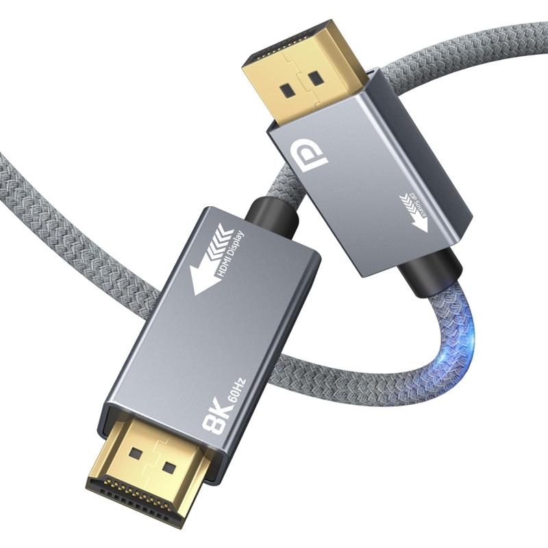 AGFINEST 8K DP to HDMI 変換ケーブル, DisplayPort1.4からHDMI2.1, 8K@60Hz/4K@144Hz, 32.4Gbps, HDR, HDCP, DP++, DSC 1.2a対応, ハイエンドGP...
